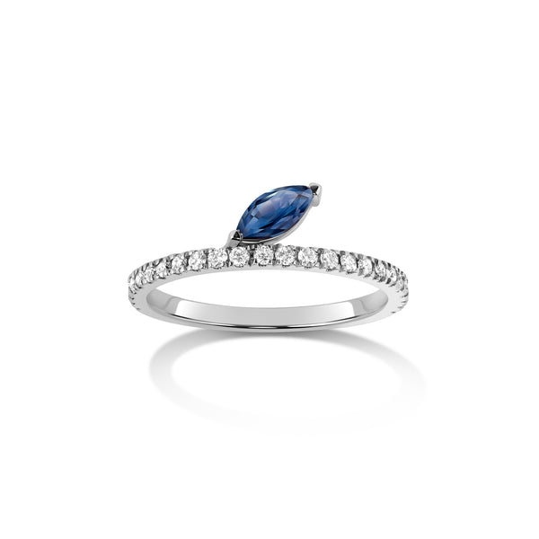 Defne Pavé Ring | Sapphire Marquise and White Diamonds – SELIN KENT