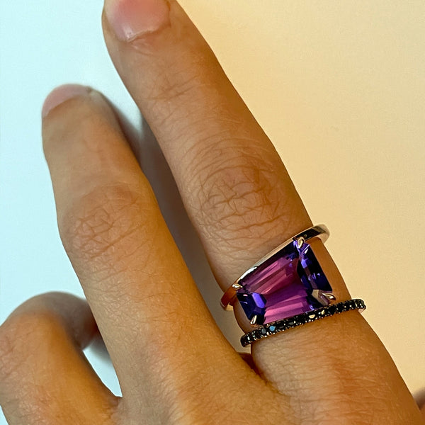 Amethyst & Black Diamond PERA Ring – SELIN KENT