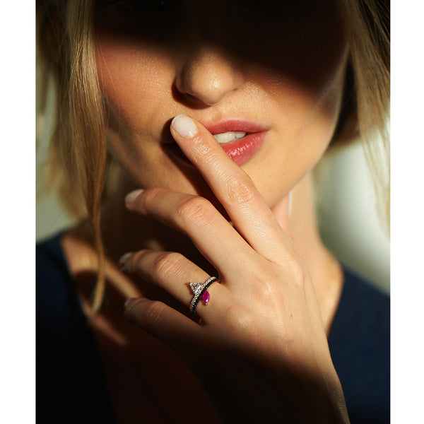 Defne Pavé Ring | Ruby Marquise and Black Diamonds – SELIN KENT